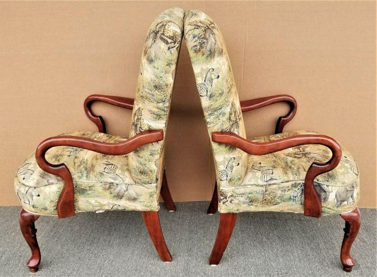 African Safari Style Accent Dining Armchairs, Set of 2 For Sale at 1stDibs