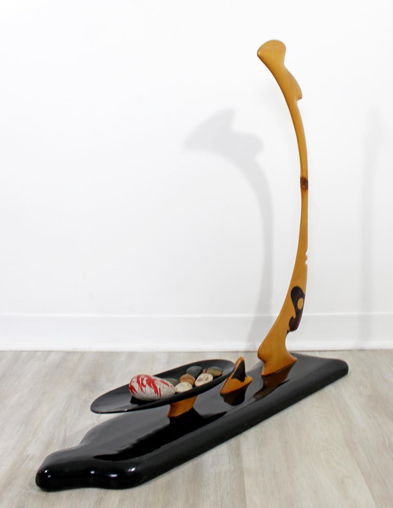 African Stone Tribute Painted Wood Figurative Table Sculpture ...