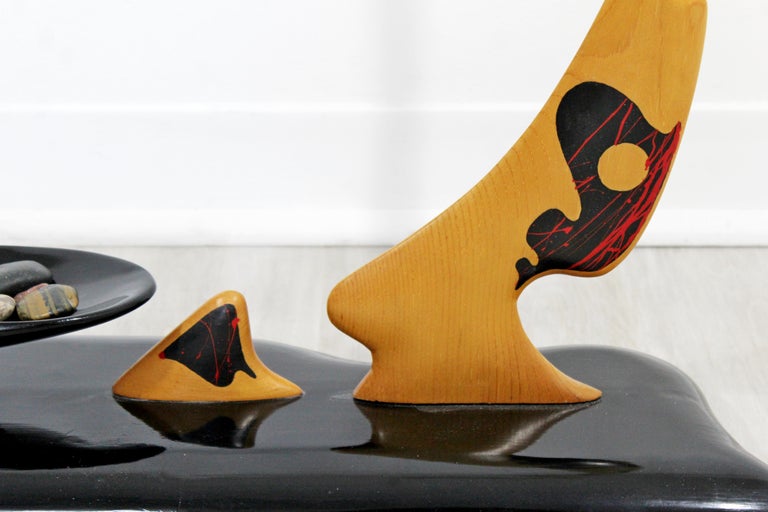 African Stone Tribute Painted Wood Figurative Table Sculpture ...