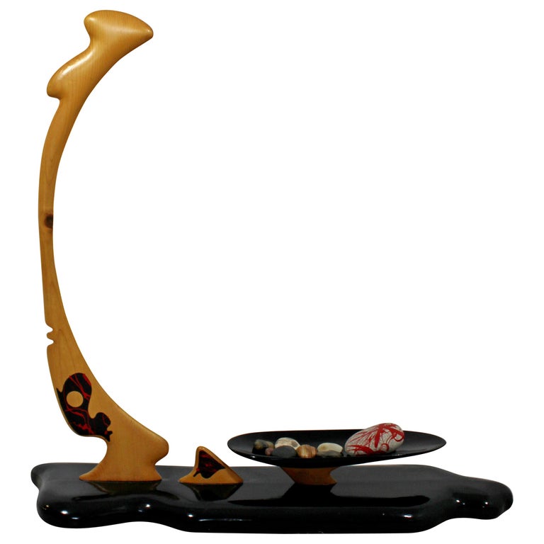 African Stone Tribute Painted Wood Figurative Table Sculpture ...