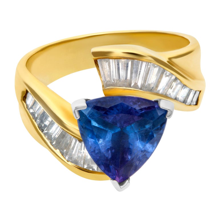 African Tanzanite and Diamond Ring in 18k at 1stDibs