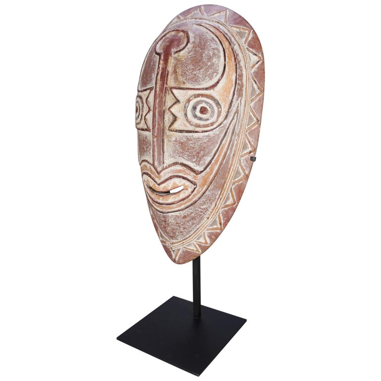 African Tribal Hand Carved Ceremonial Mask on Stand, 20th Century at ...
