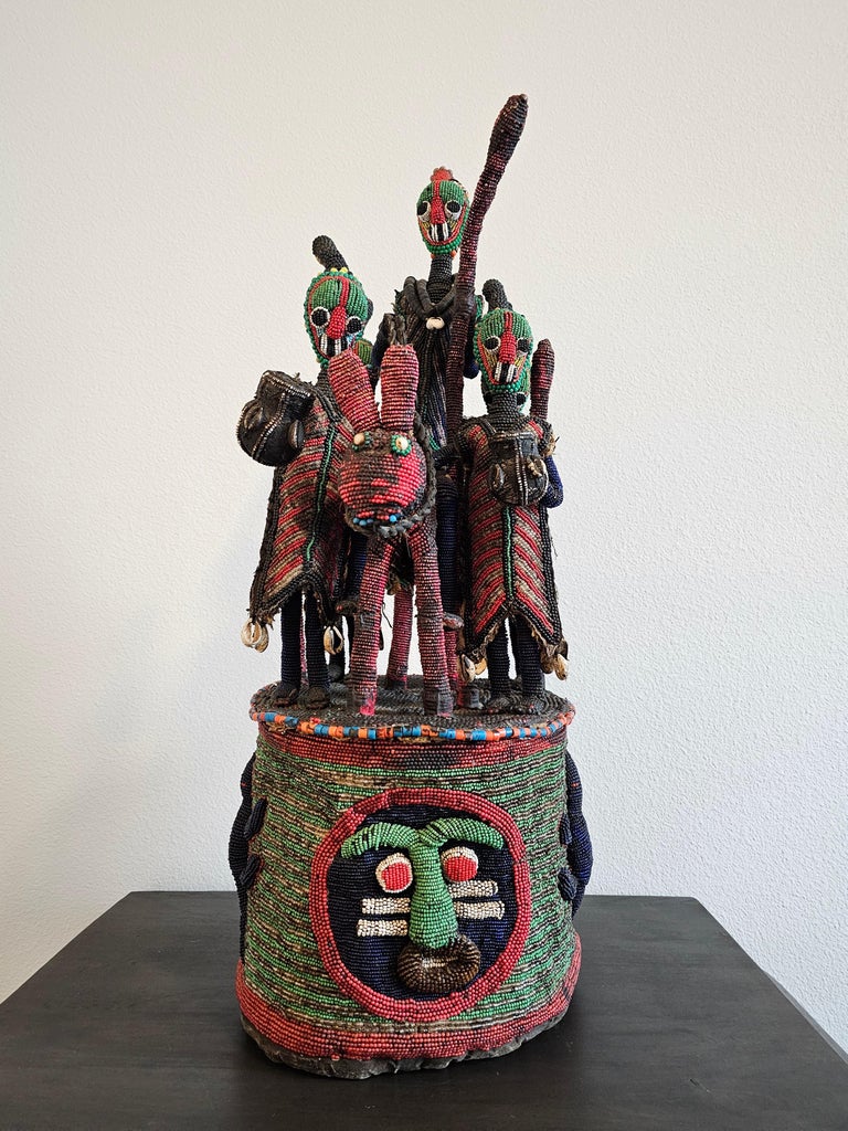 African Tribal Yoruba Beaded Ceremonial Crown Altar Headdress For Sale ...