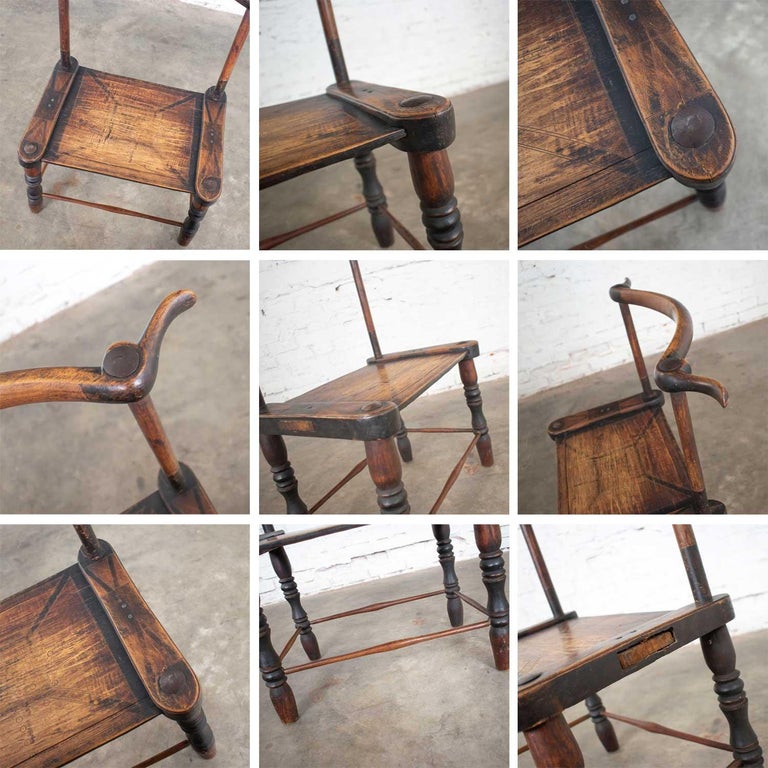 African Vintage Hand Carved Baule Tribal Low Chair Yoke Back For Sale ...