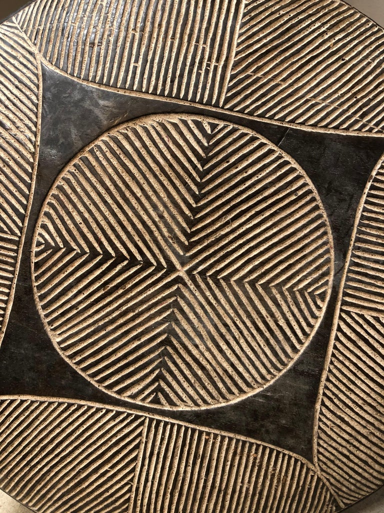 African Warrior Shield with Wood Carved Pattern #2 at 1stDibs