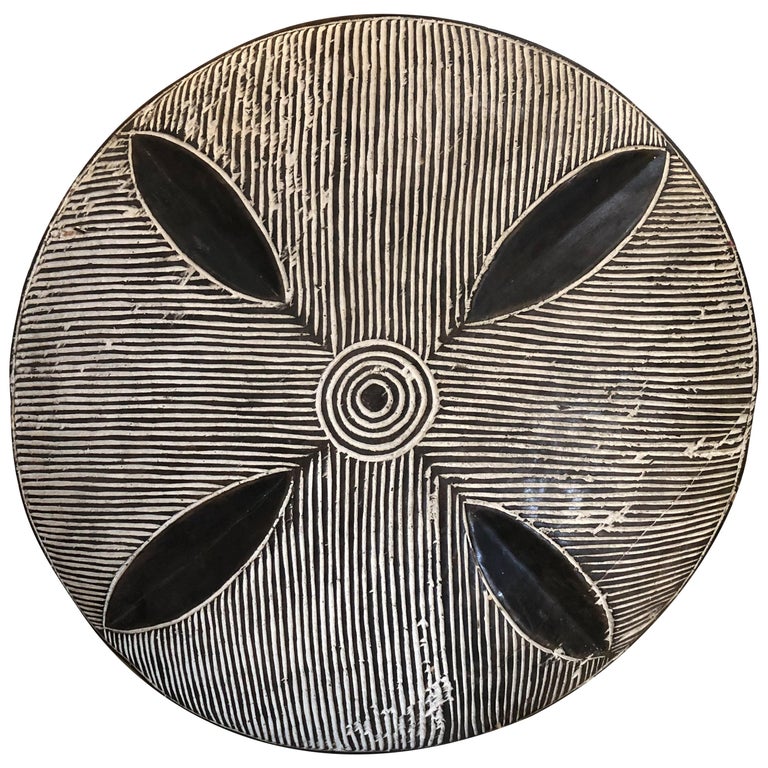 African Warrior Shield with Wood Carved Pattern at 1stDibs