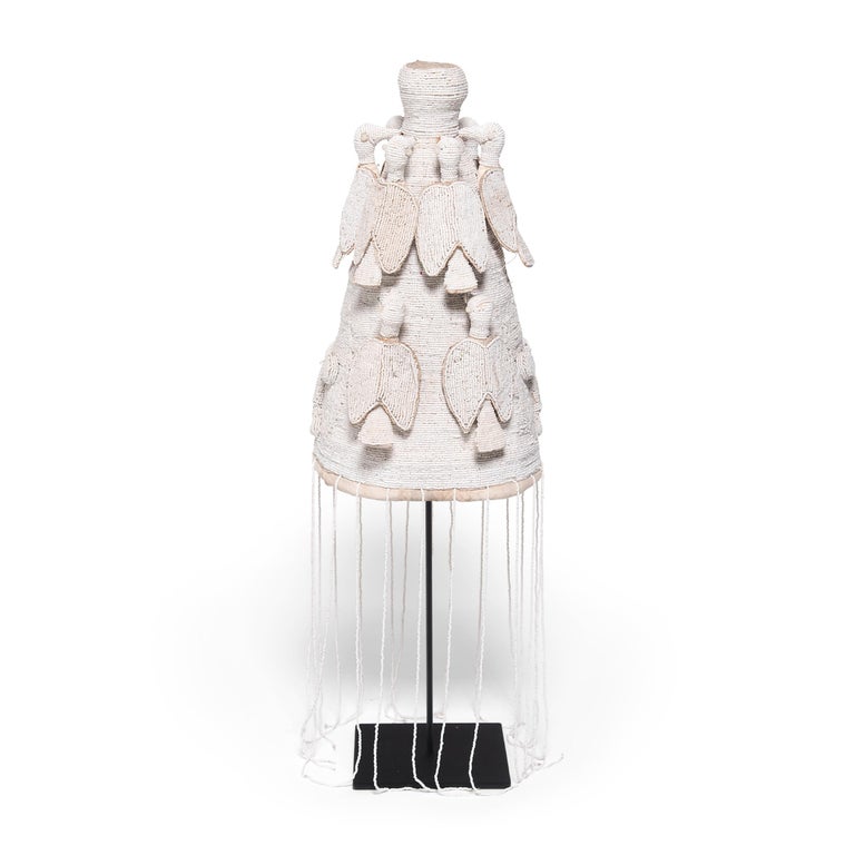 African White Yoruba Beaded Oba Crown at 1stDibs