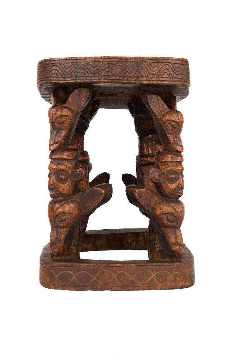 An African Wood Stool with Figures at 1stDibs | african wood furniture ...