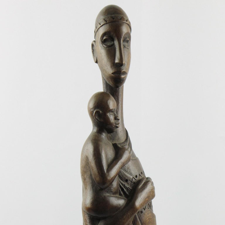 African Wooden Sculpture Madonna and Baby by Tutsi Rwanda Artist ...