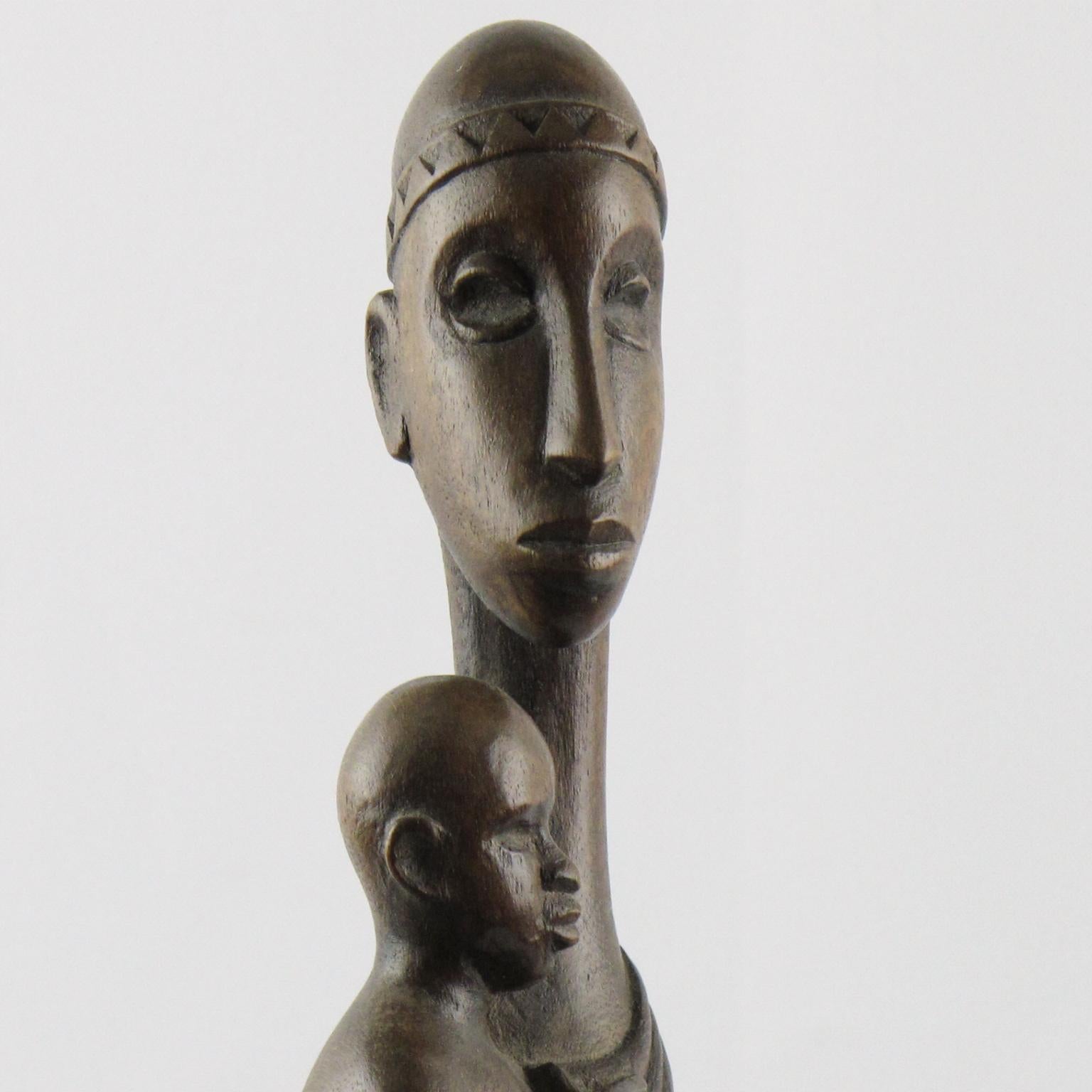 African Wooden Sculpture Madonna and Baby by Tutsi Rwanda Artist ...