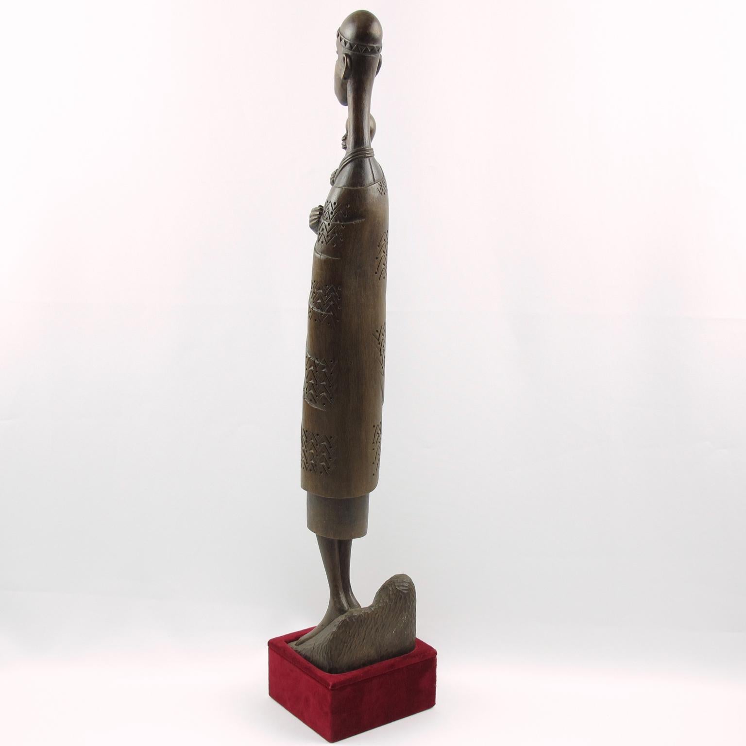 African Wooden Sculpture Madonna and Baby by Tutsi Rwanda Artist ...