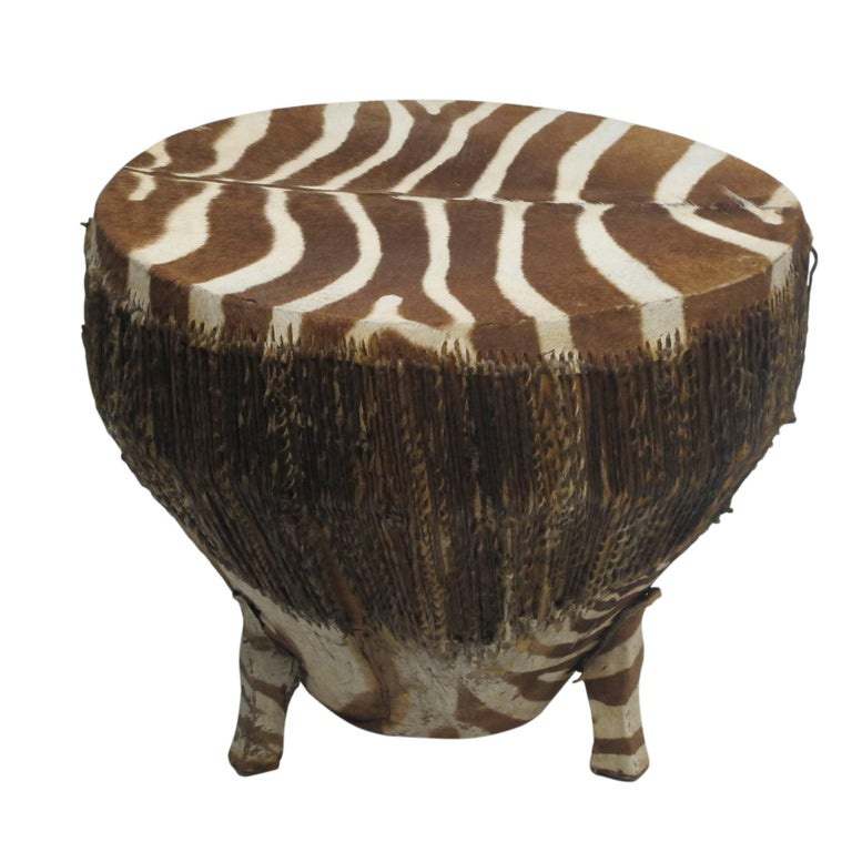 African Zebra Hide Drum at 1stDibs | zebra skin drum