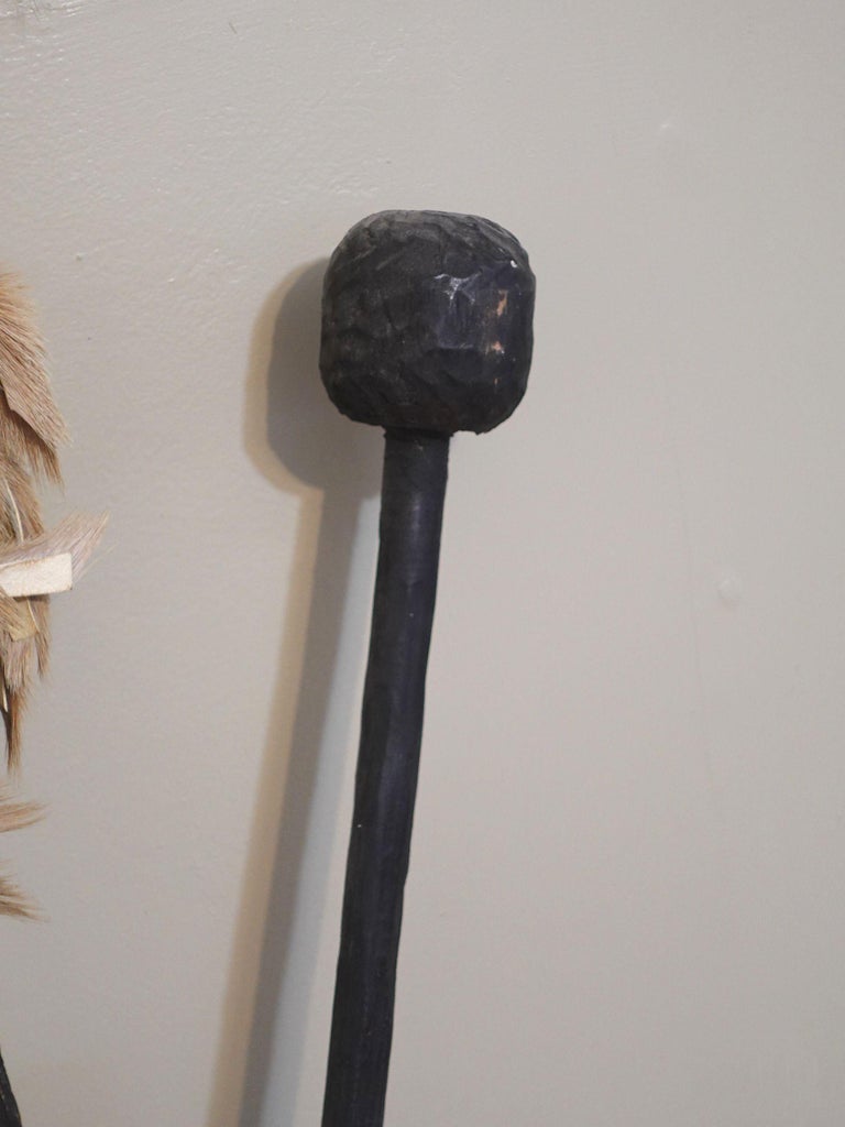 African Zulu Cowhide Shield with Spear and Mallet For Sale at 1stDibs