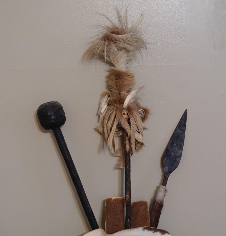 African Zulu Cowhide Shield with Spear and Mallet For Sale at 1stDibs ...