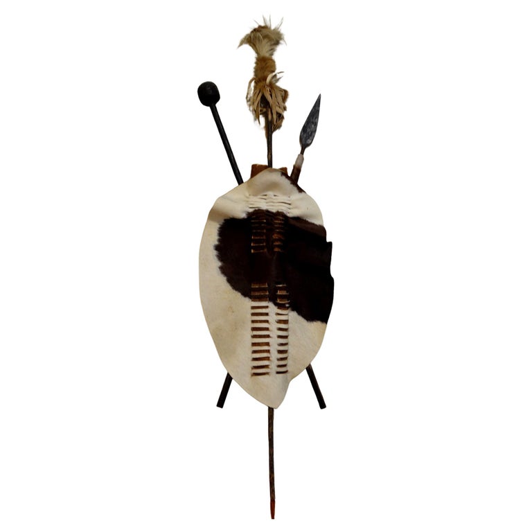 African Zulu Cowhide Shield with Spear and Mallet For Sale at 1stDibs ...