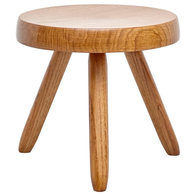 After Charlotte Perriand, Mid-Century Modern Wood Stool at 1stDibs ...
