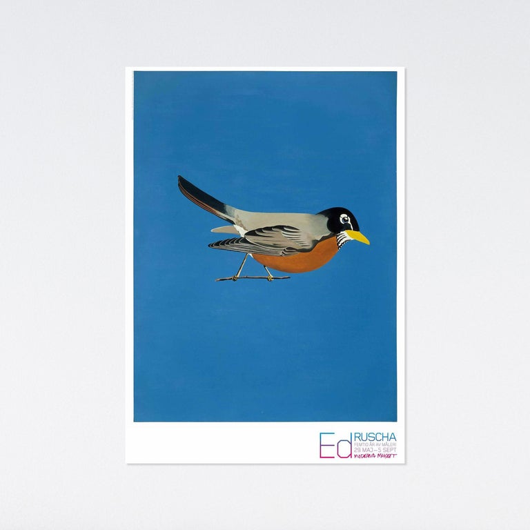 Ed Ruscha, Robin, 2010 Museum Exhibition Poster, Blue, Bird, Large ...