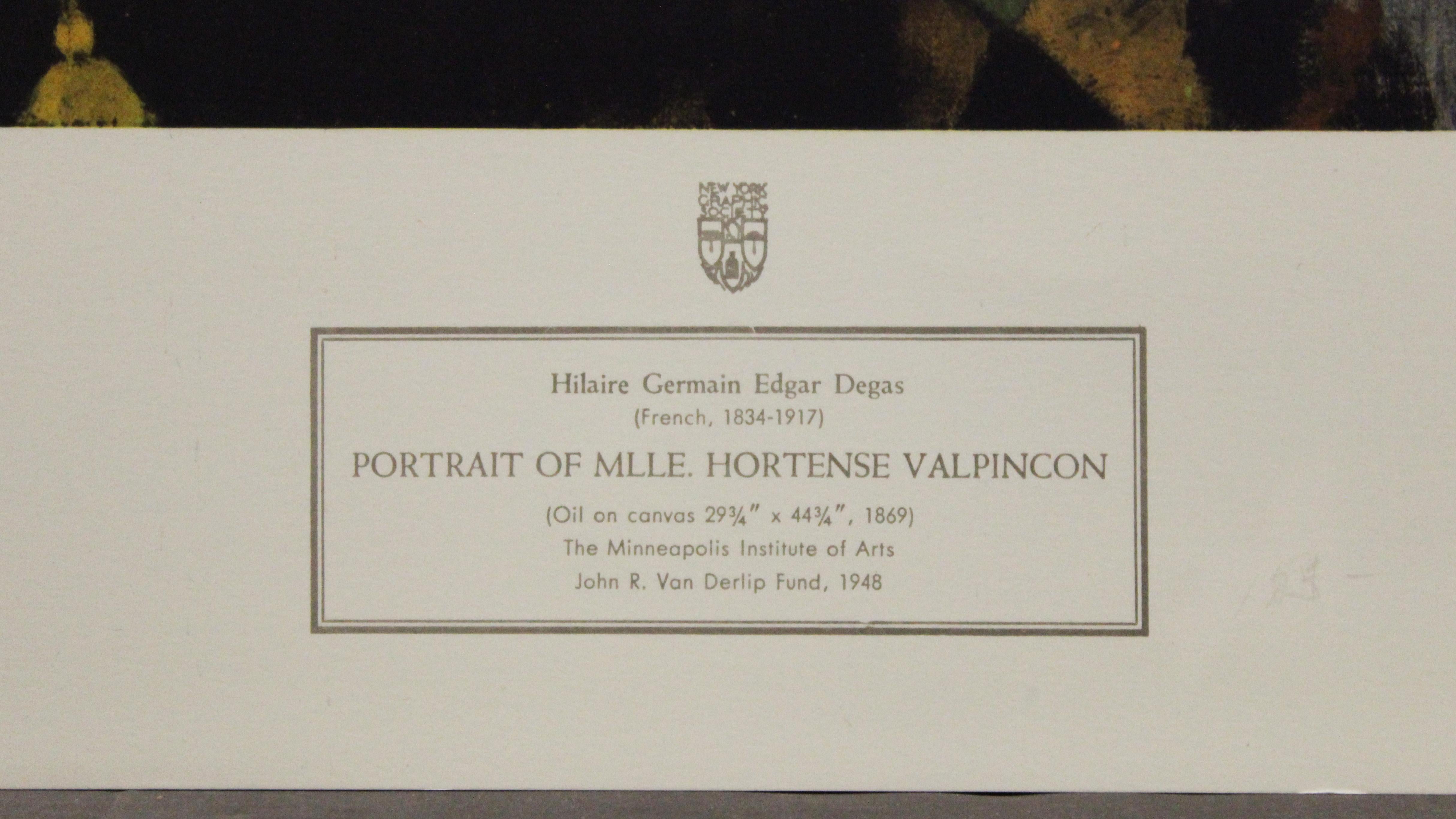 Portrait of Mlle. Hortense Valpincon-Poster. New York Graphic Society ...