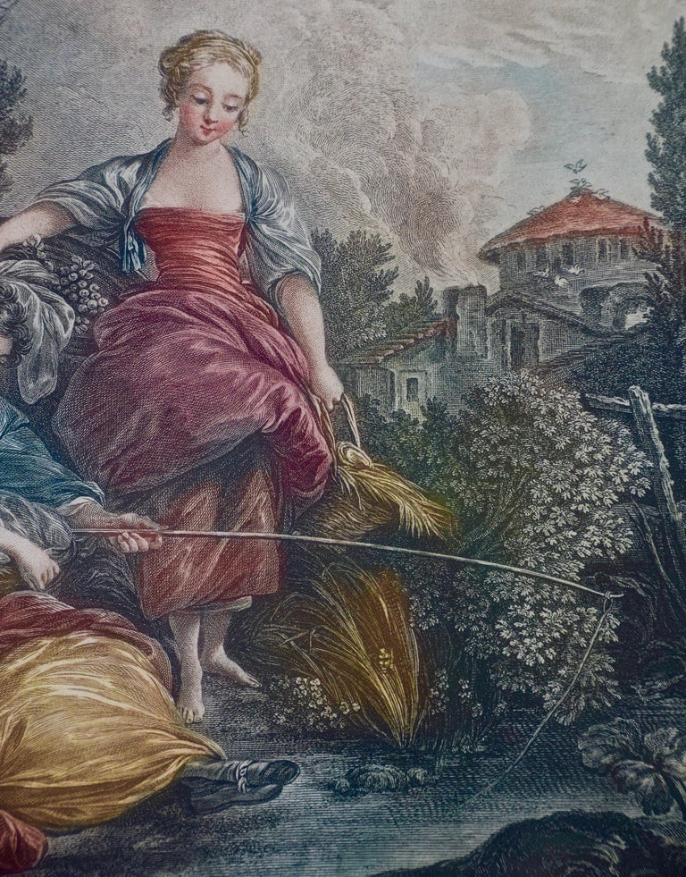 (After) Francois Boucher - Pair of Hand-coloured Romantic French ...