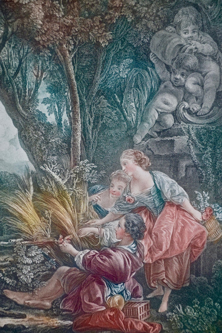 (After) Francois Boucher - Pair of Hand-coloured Romantic French ...
