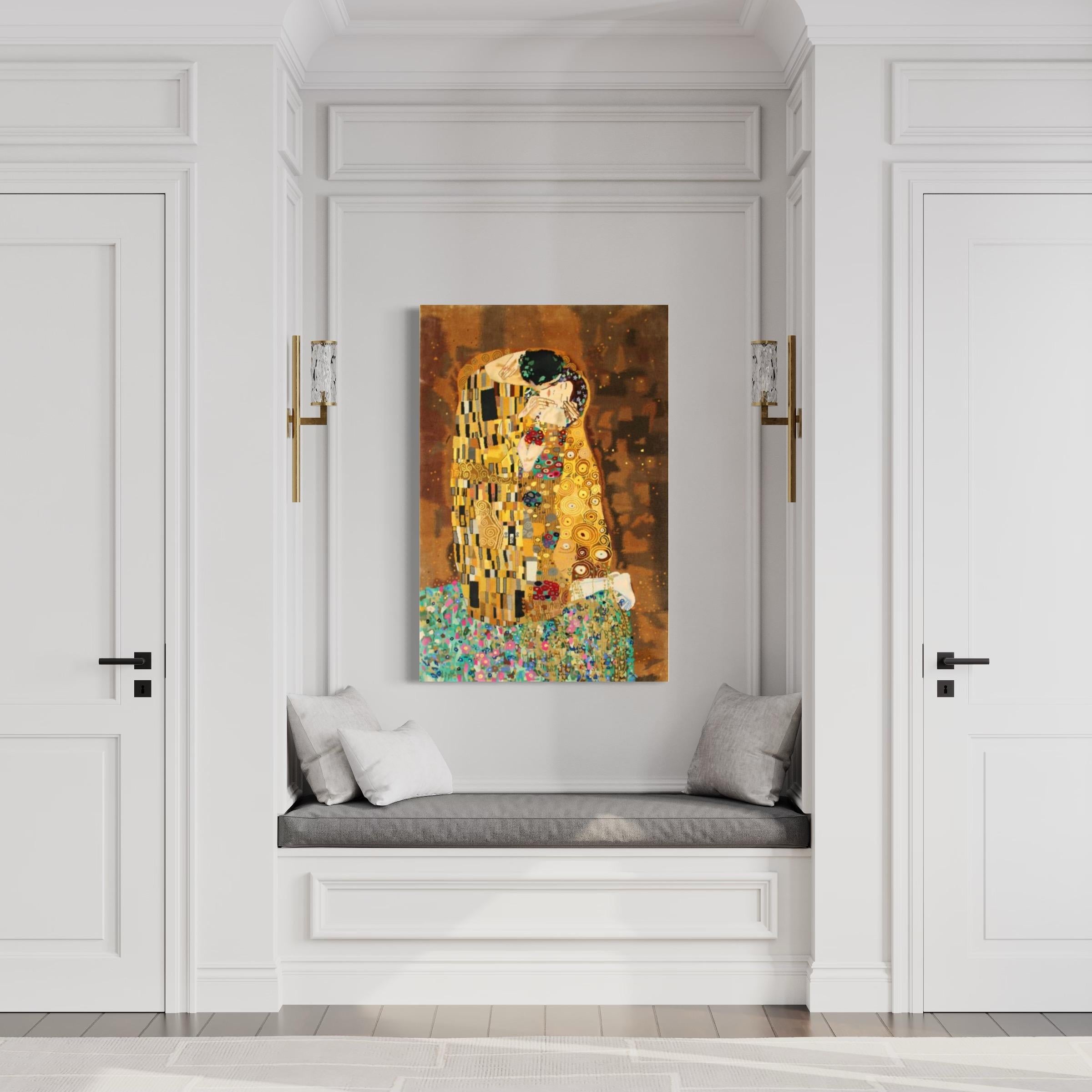 Der Kuß, after Gustav Klimt, Tapestry, Art Nouveau For Sale at 1stDibs