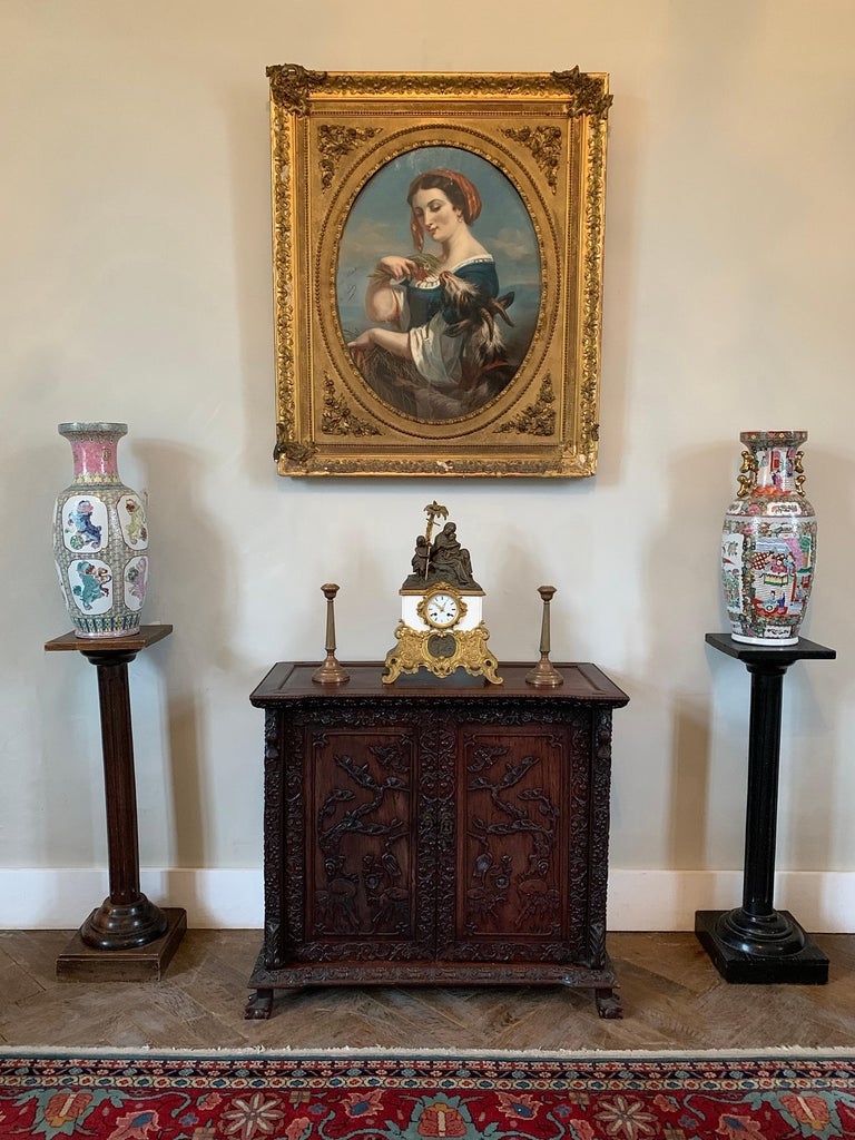 After Hugues Merle « Peasant with a Goat » Pastel 19th Century For Sale ...