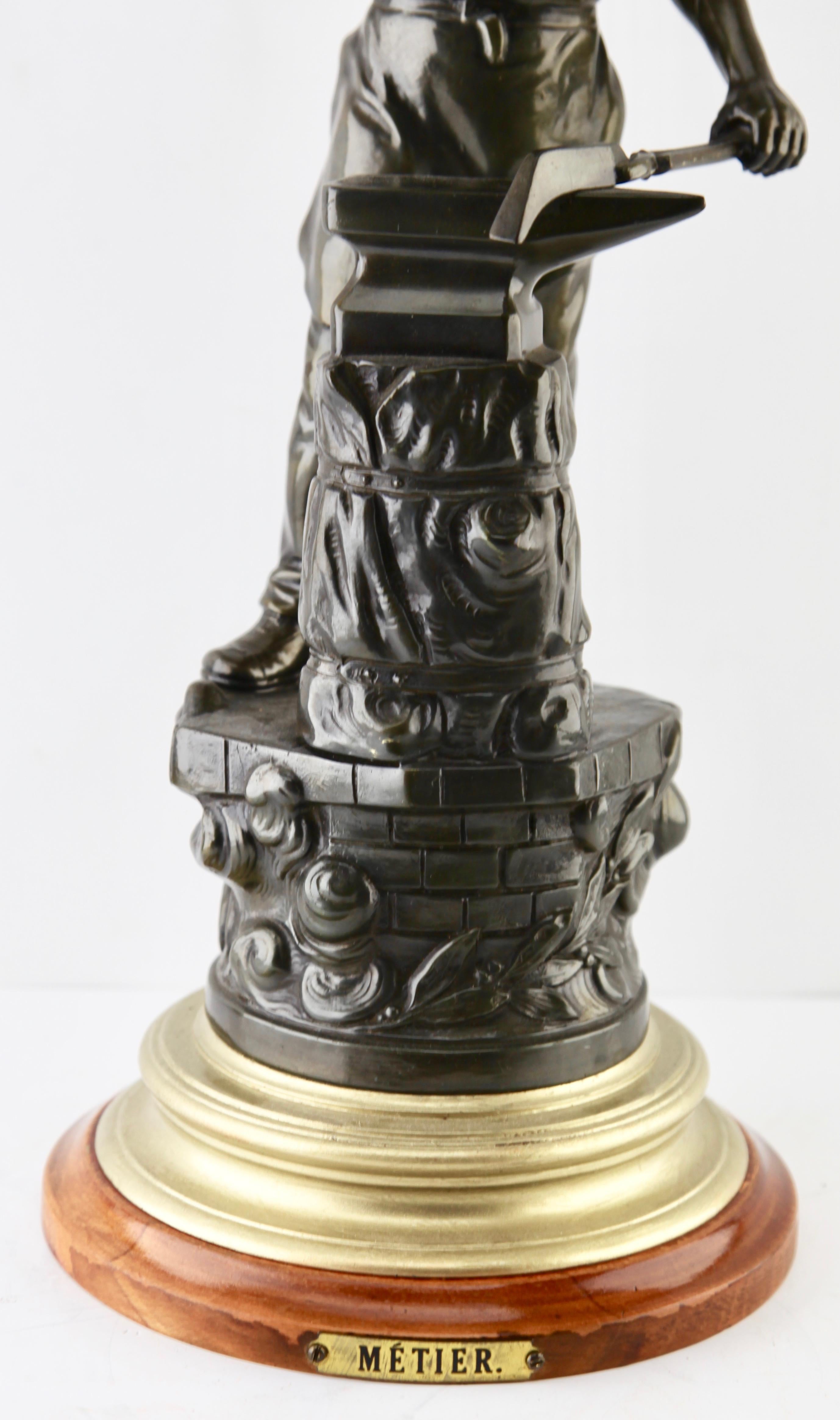 After J Becox Statue of a Young Blacksmith, French Spelter For Sale at ...