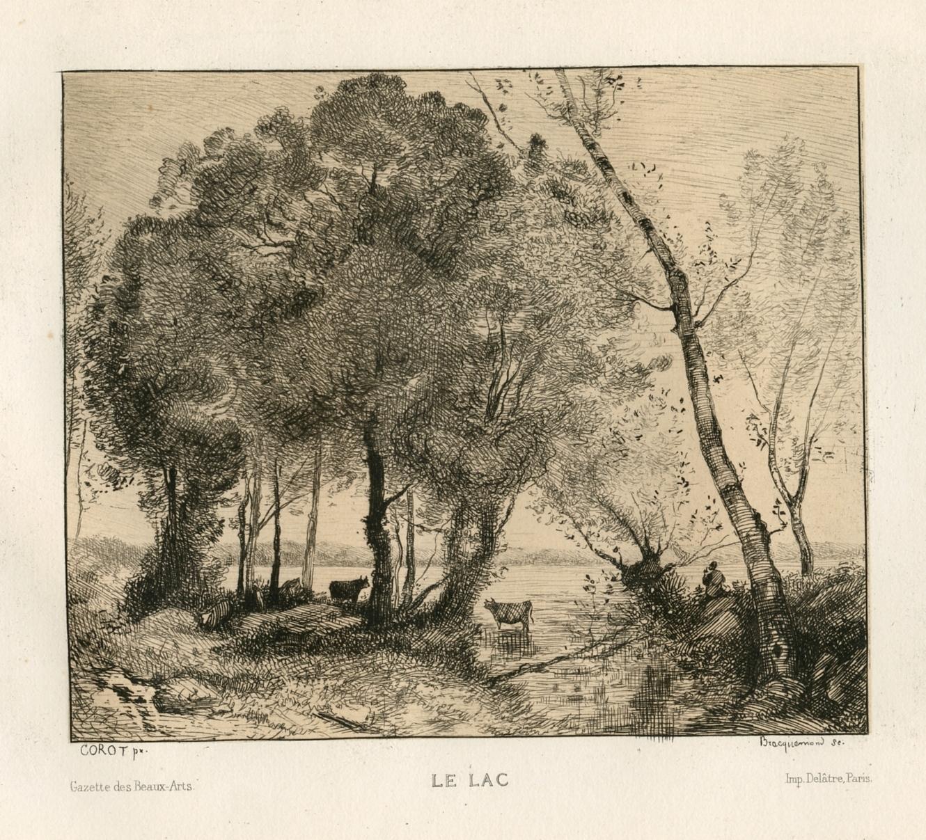 (after) Jean-Baptiste-Camille Corot - "Grabado "Le Lac en venta en 1stDibs