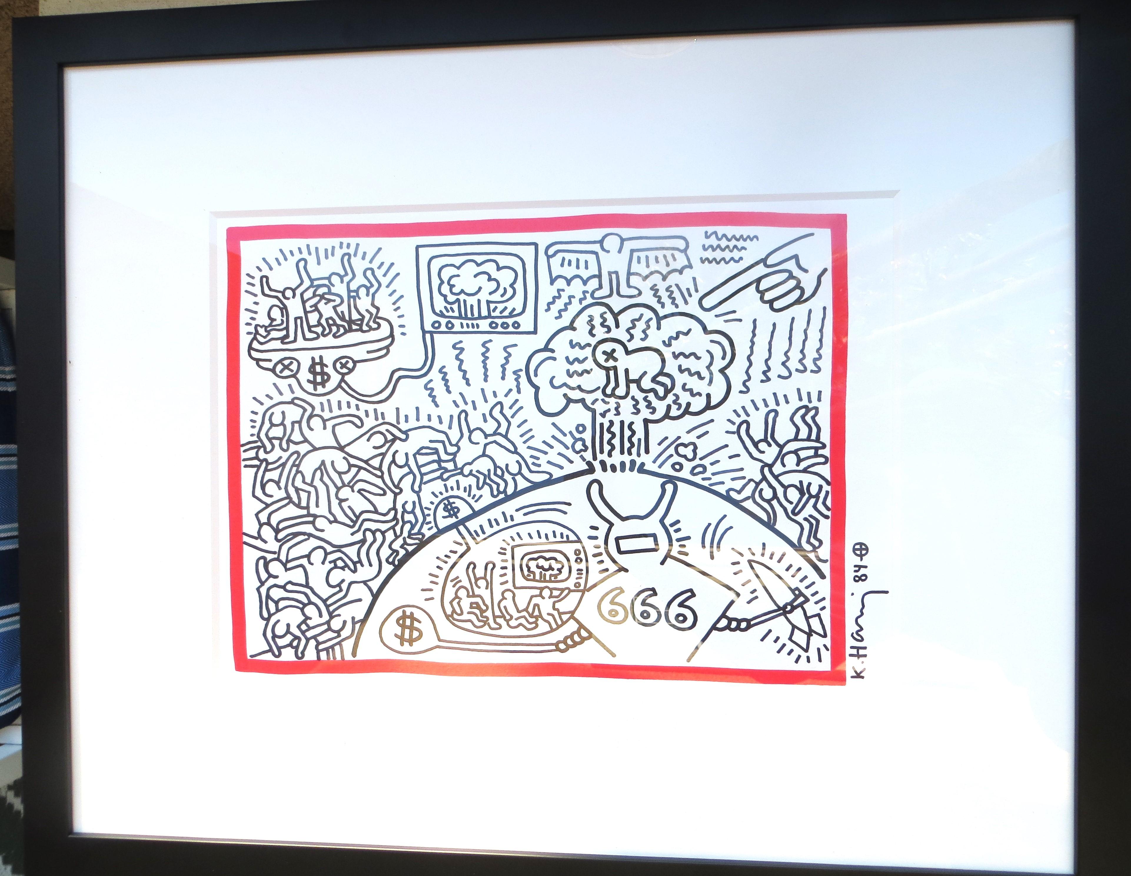 Untitled 1984 Ink Drawing Signed Keith Haring For Sale at 1stDibs
