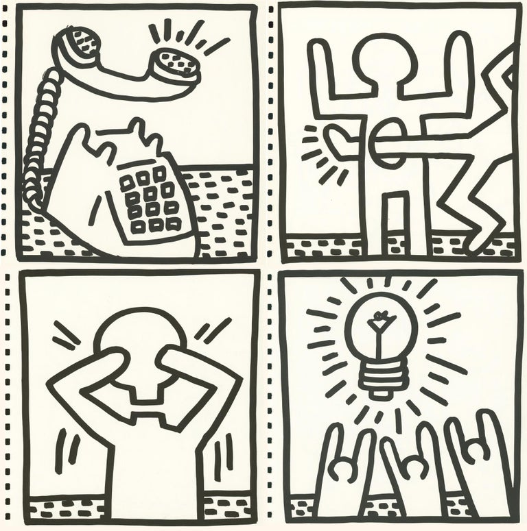 (after) Keith Haring - Keith Haring lithographic sheets 1982 (set of 4 ...