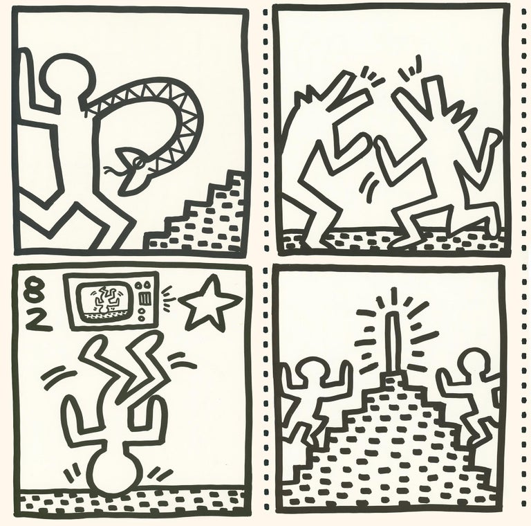 (after) Keith Haring - Keith Haring lithographic sheets 1982 (set of 4 ...