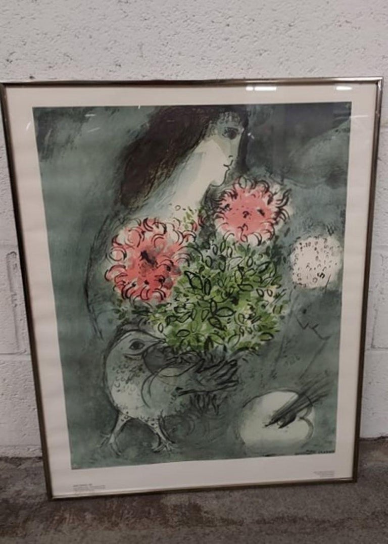 Marc Chagall Poster Art Print Picture Woman, Flowers and Bird, 1953 For ...