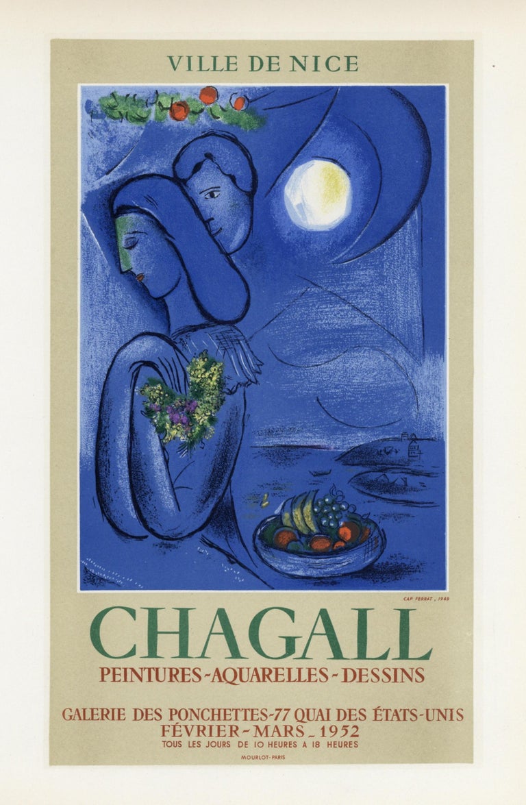 (after) Marc Chagall - "Peintures Aquarelles Dessins" lithograph poster ...