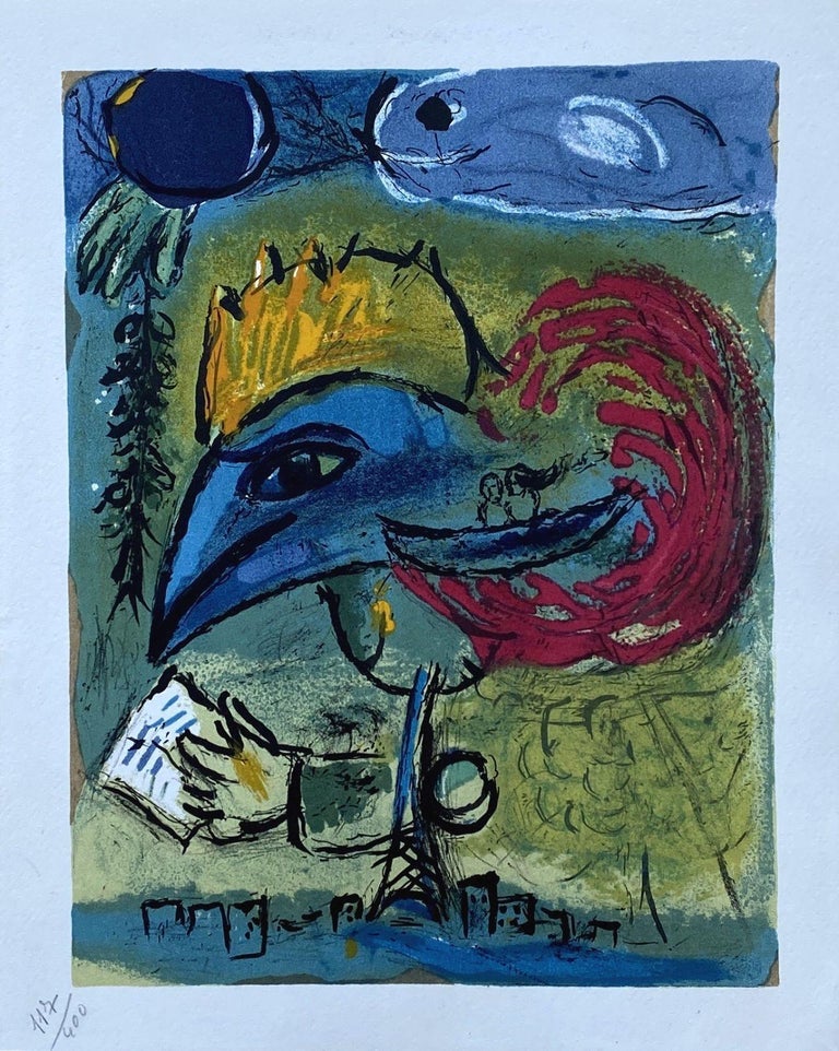 (after) Marc Chagall - Rooster with the Eiffel Tower - Lithograph - 400 ...
