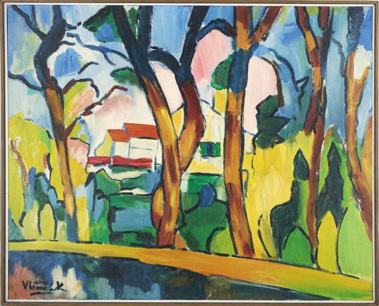 Les Arbres Rouge - Paysage fauviste En vente sur 1stDibs