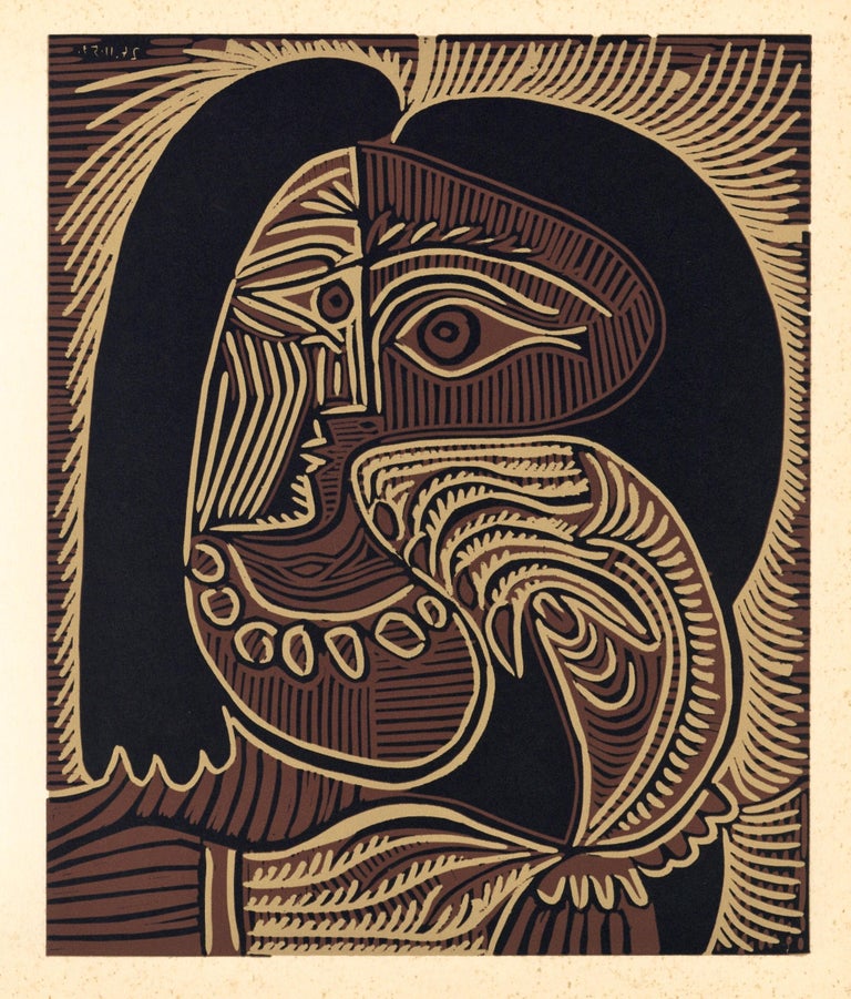 (after) Pablo Picasso - "Female Head with Necklace" linocut For Sale at ...