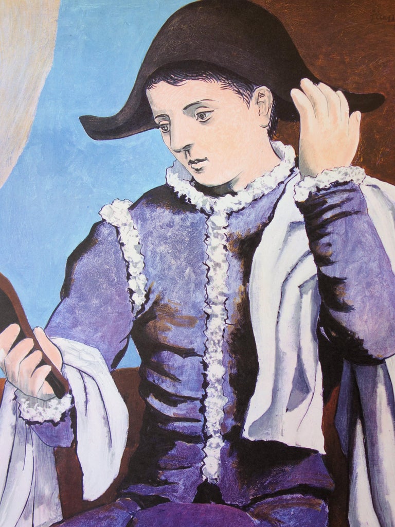 (after) Pablo Picasso - Harlequin with a Mirror - Vintage lithograph ...