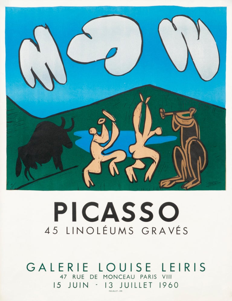 Picasso Linocuts Exhibition Original Poster Galerie Louise Leiris