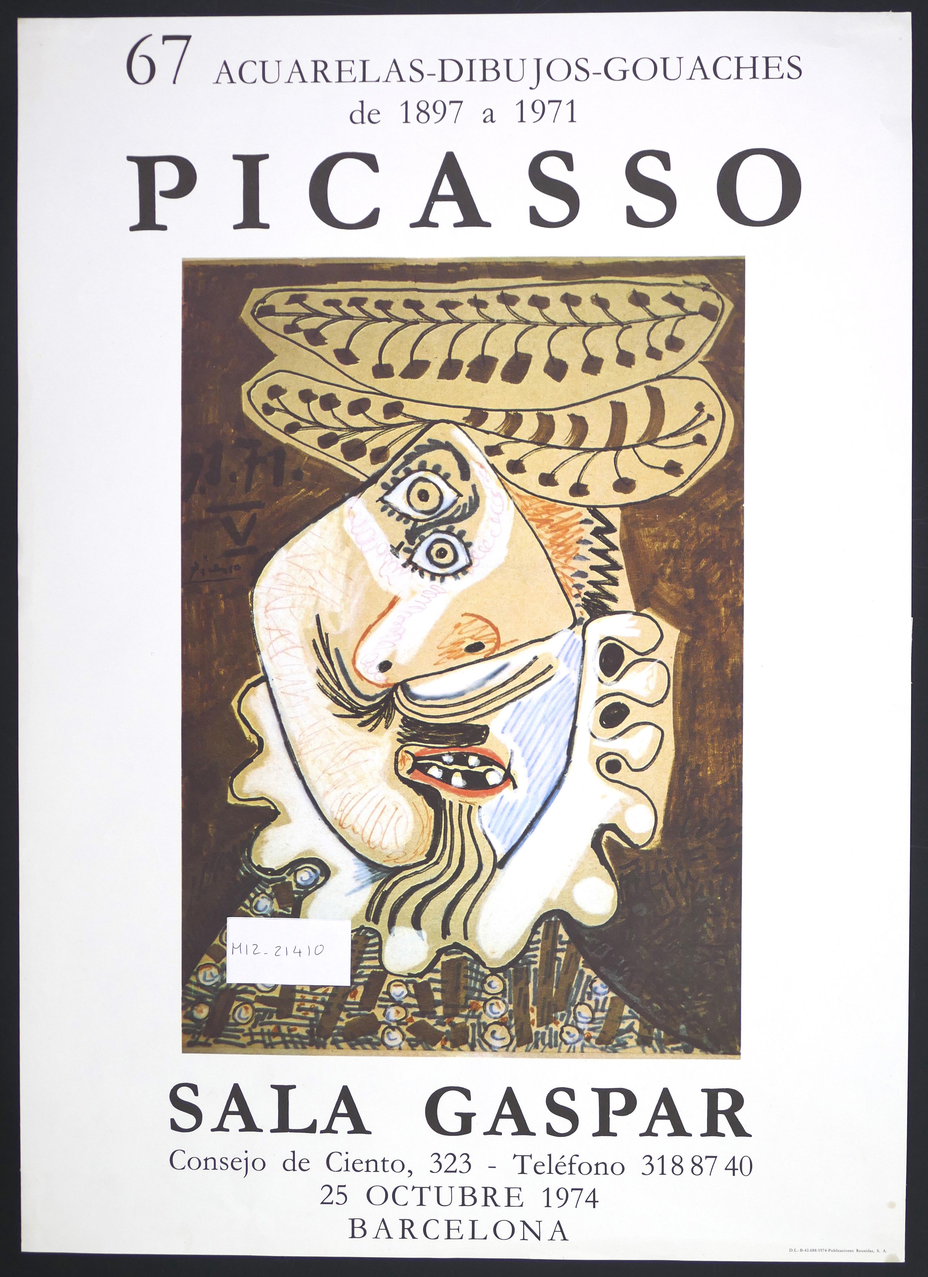 (after) Pablo Picasso - Picasso Vintage Exhibition Poster in Barcelona ...