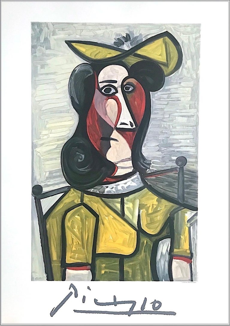 PORTRAIT DE FEMME AU CHAPEAU A LA DRESSING GOWN JAUNE Lithograph Woman Yellow Hat and Dress For ...