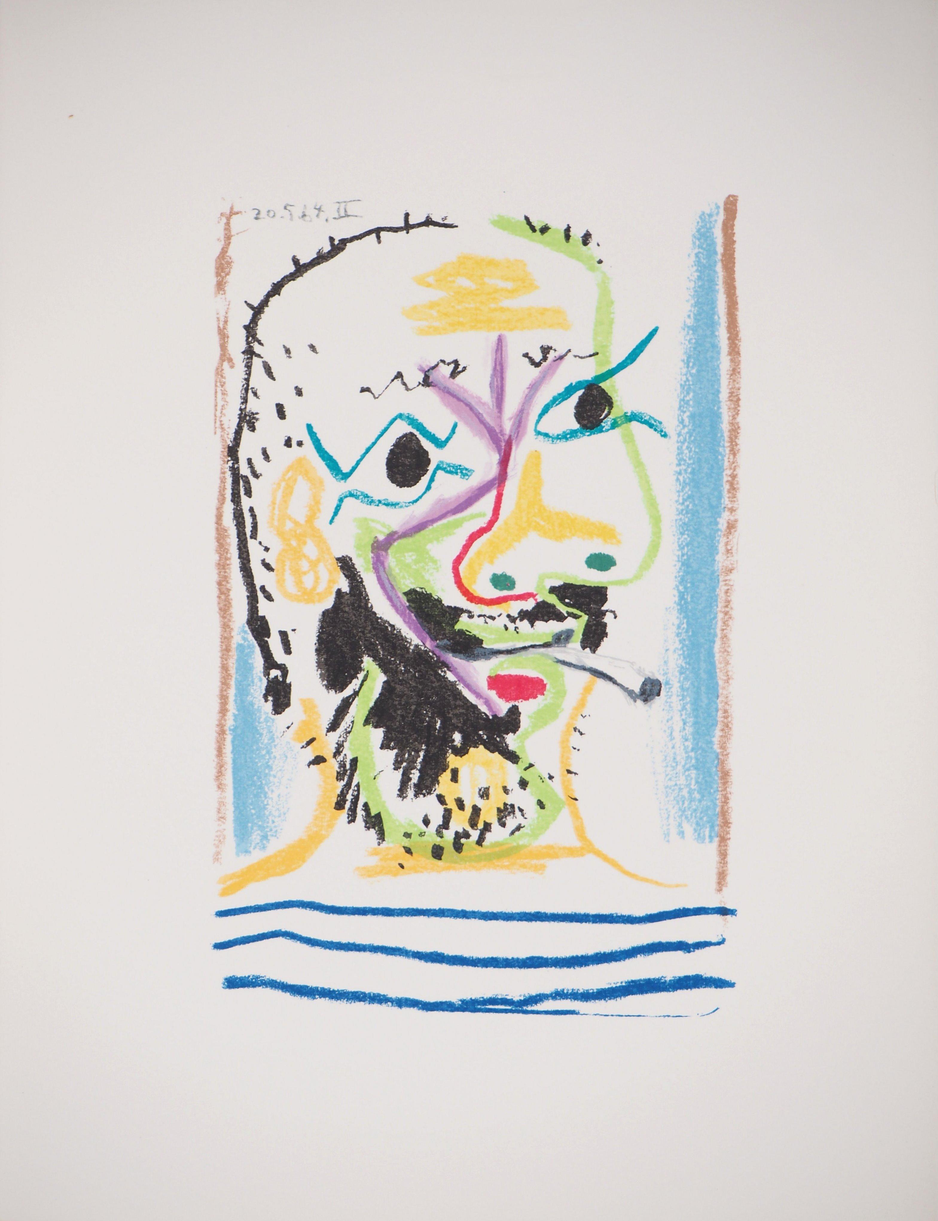 (after) Pablo Picasso - Man With Sailor Blouse and Cigarette - Stone ...