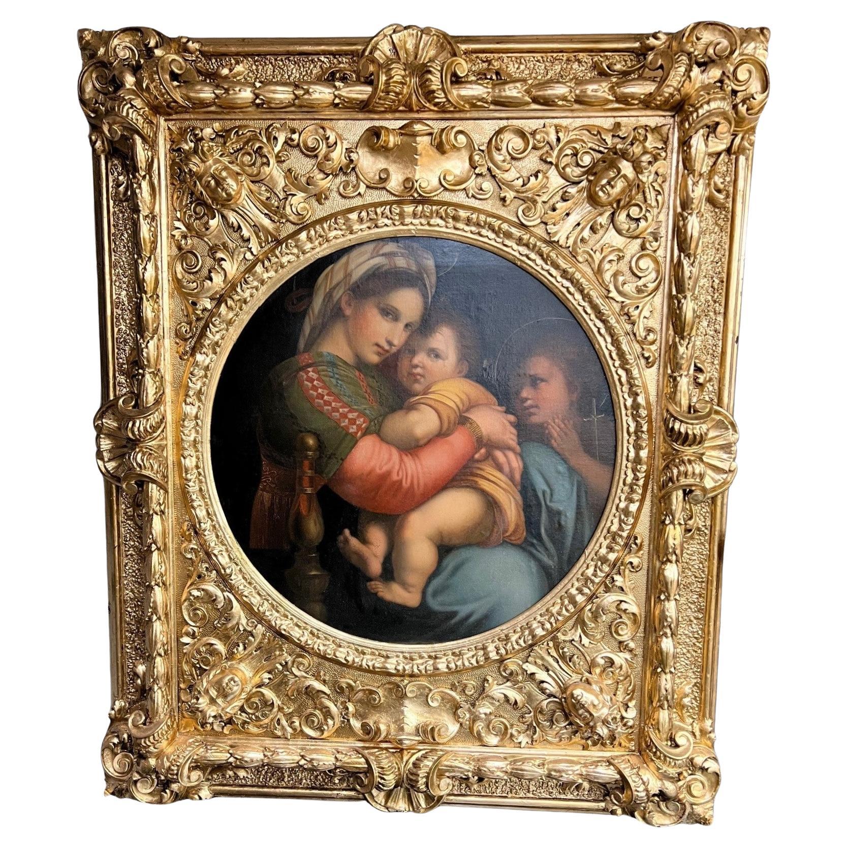 After Raffaello Sanzio 1483-1520 Raphael La Madonna della Seggiola Oil on Canvas For Sale at ...