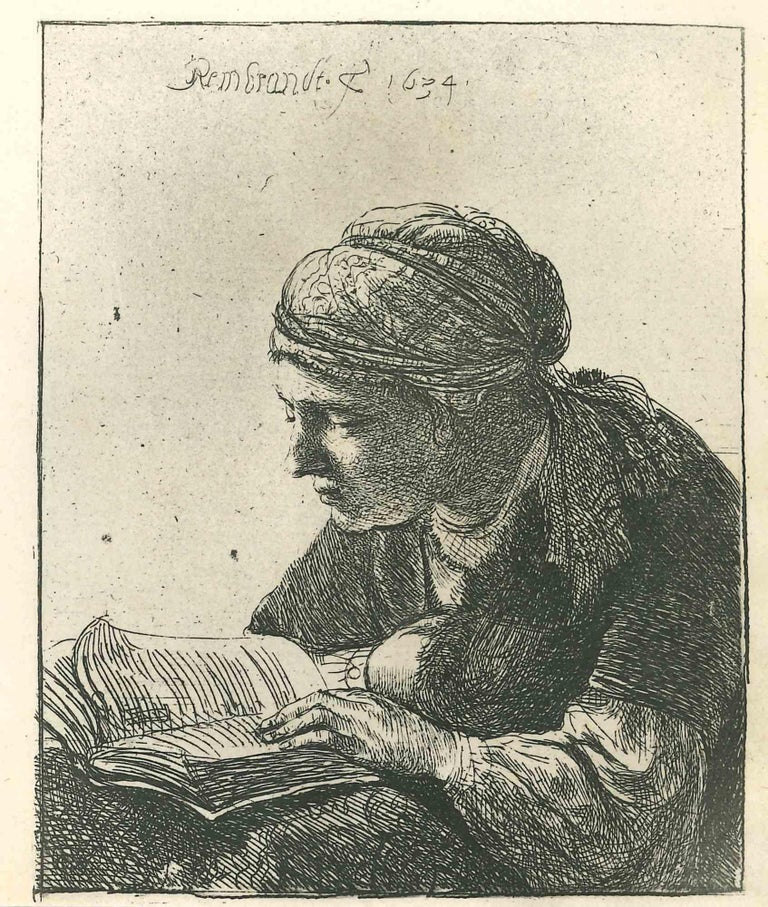 The Reader II - Etching after Rembrandt - 19th Century at 1stDibs