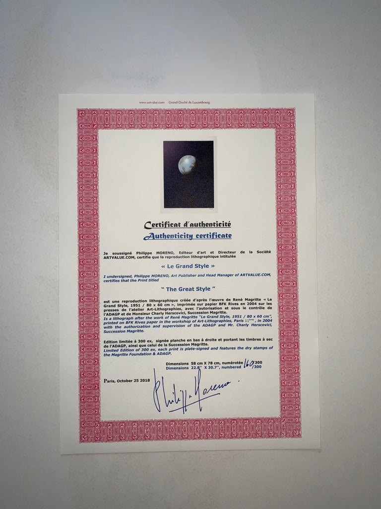 (after) René Magritte - Le Grand Style - 20th Century, Surrealist ...