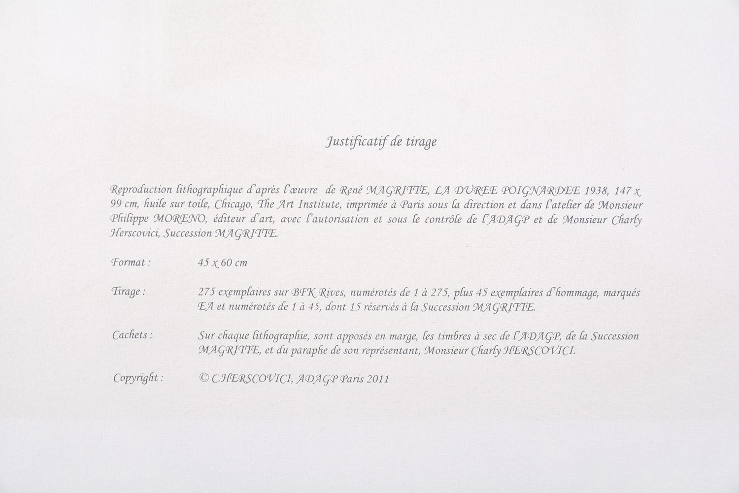 (after) René Magritte - René Magritte - LA DURÉE POIGNARDÉE Limited ...