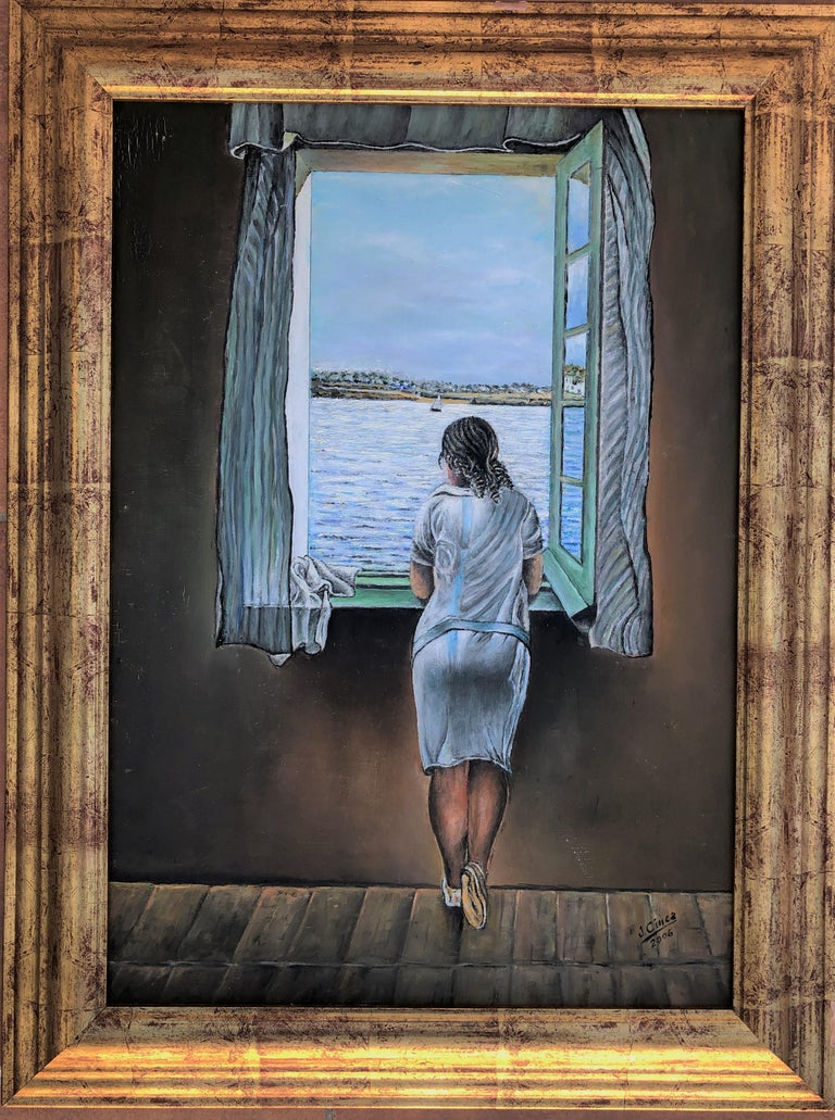 Woman at the window tribute to Dalí oil on canvas painting For Sale at ...