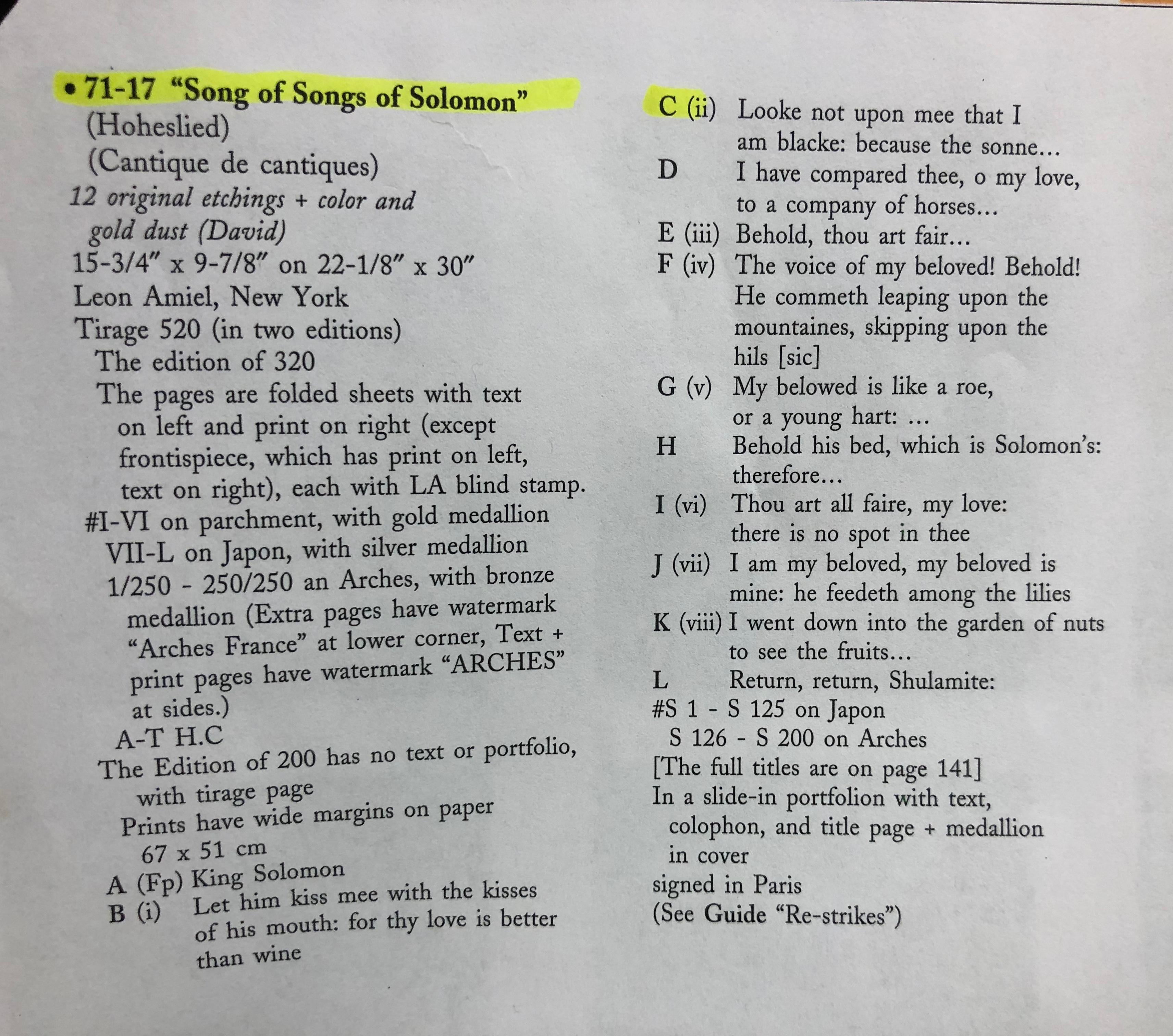 (after) Salvador Dali - "Looke not upon mee that I am blacke: because ...