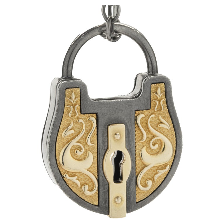 A&G Sterling Silver and Yellow Gold Paddle Lock Necklace For Sale at ...