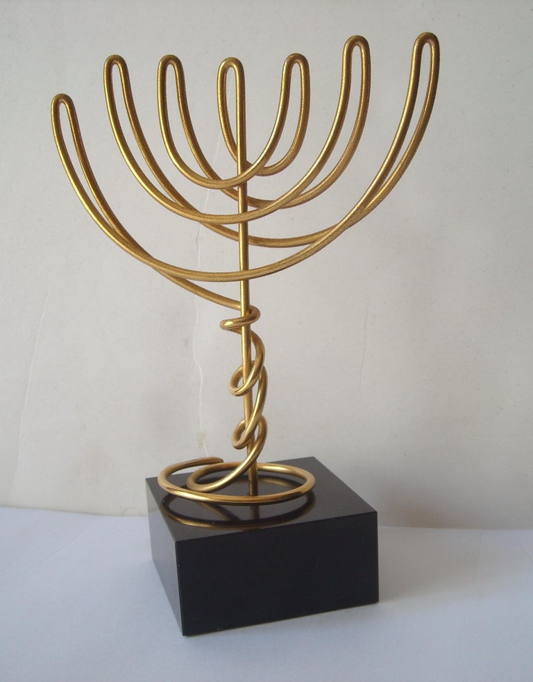 Agam Yaacov Menorah, Sculpture, Gold-Plated Metal, Signed at 1stDibs