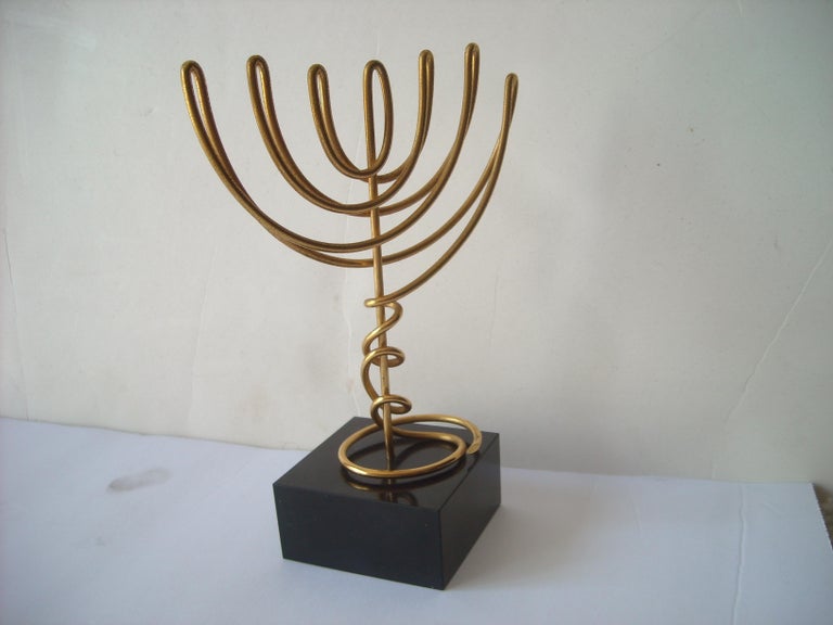 Agam Yaacov Menorah, Sculpture, Gold-Plated Metal, Signed at 1stDibs ...